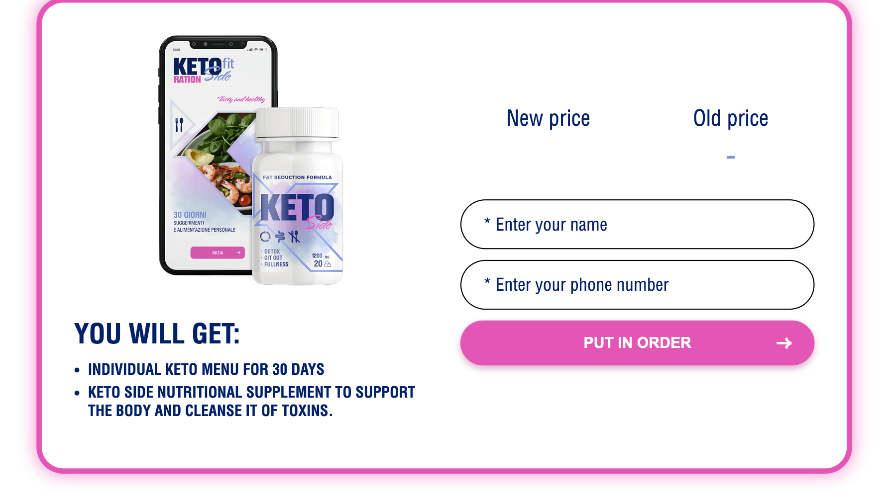 Keto Side Fit Capsule per la perdita di peso per aumentare il metabolismo
